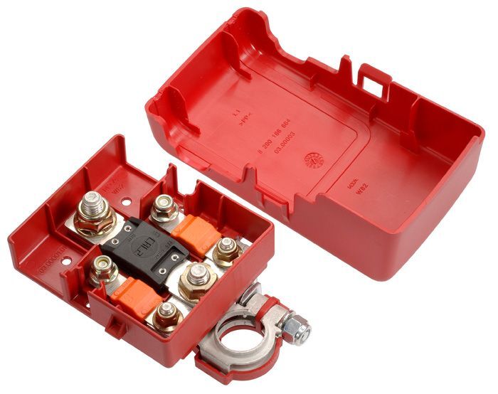 PROJECTA Positive Battery Terminal Clamp with Cover 3 Way Distribution Fuse