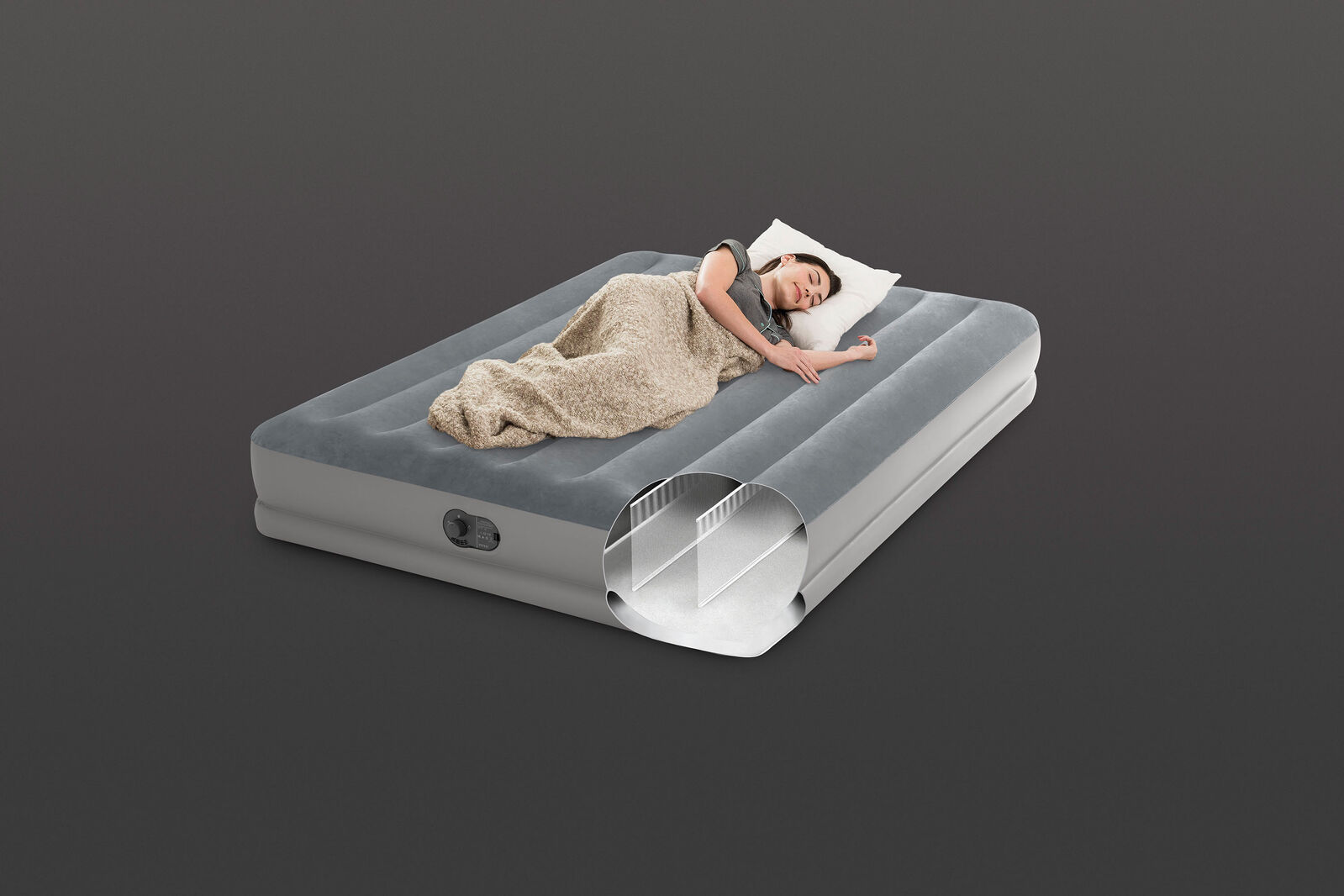 INTEX Queen Dura-Beam Standard Prestige Air Mattress 12" Queen w/ Built ...