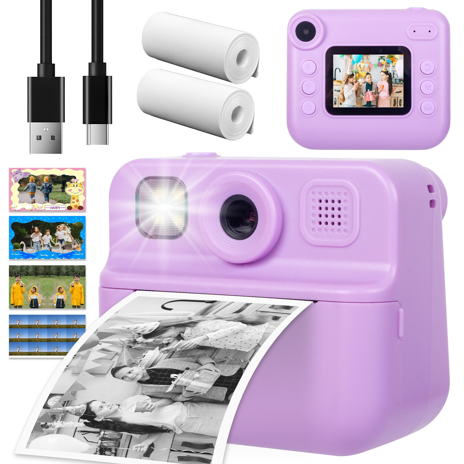 Kids 48MP Instant Print Camera with Dual Lens and 1080P HD Video - Lenoxx