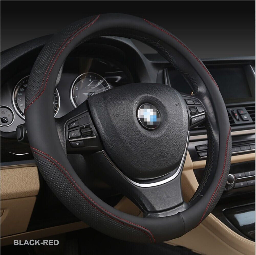 Universal Luxury Car 37-38cm Steering Wheel Cover PU Leather Non-slip ...