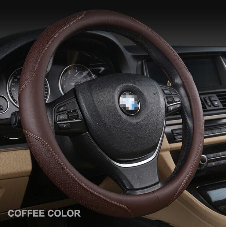 Universal Luxury Car 37-38cm Steering Wheel Cover PU Leather Non-slip ...