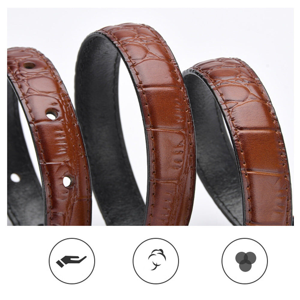 Genuine leather with Crocodile pattern pin buckle thin belt jeans belt ...
