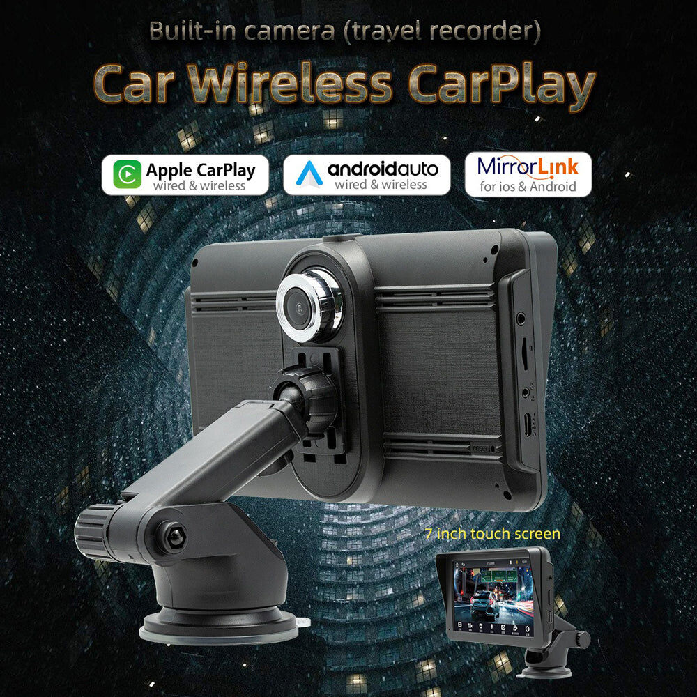 7" IPS HD Touch Screen Apple Android Carplay with Dual Dashcam 64G Card ...