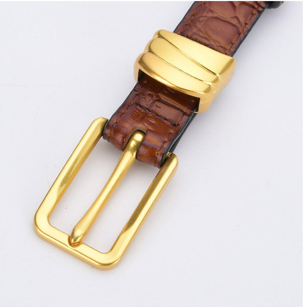 Genuine leather with Crocodile pattern pin buckle thin belt jeans belt ...