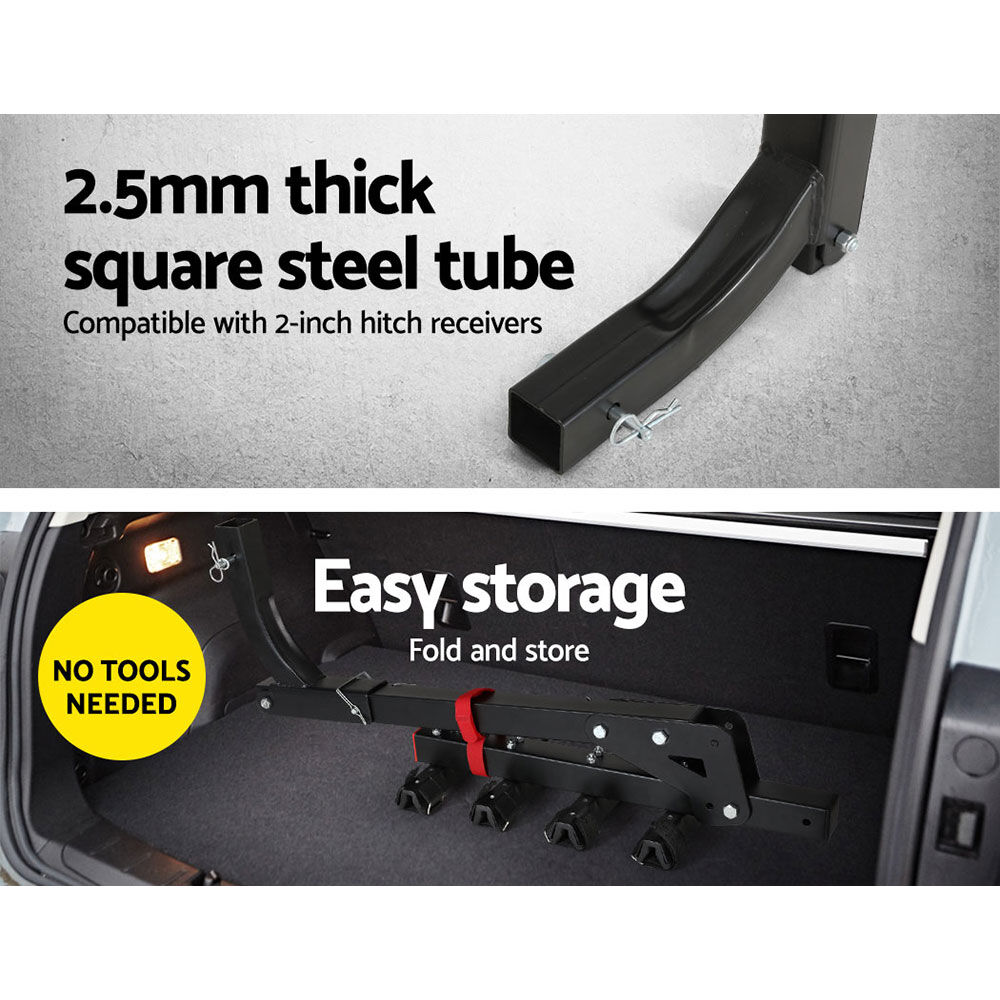 Giantz 4 Bicycle Bike Carrier Rack Car 2" Hitch Mount Foldable Black,Giantz 4 Bicycle Bike ...