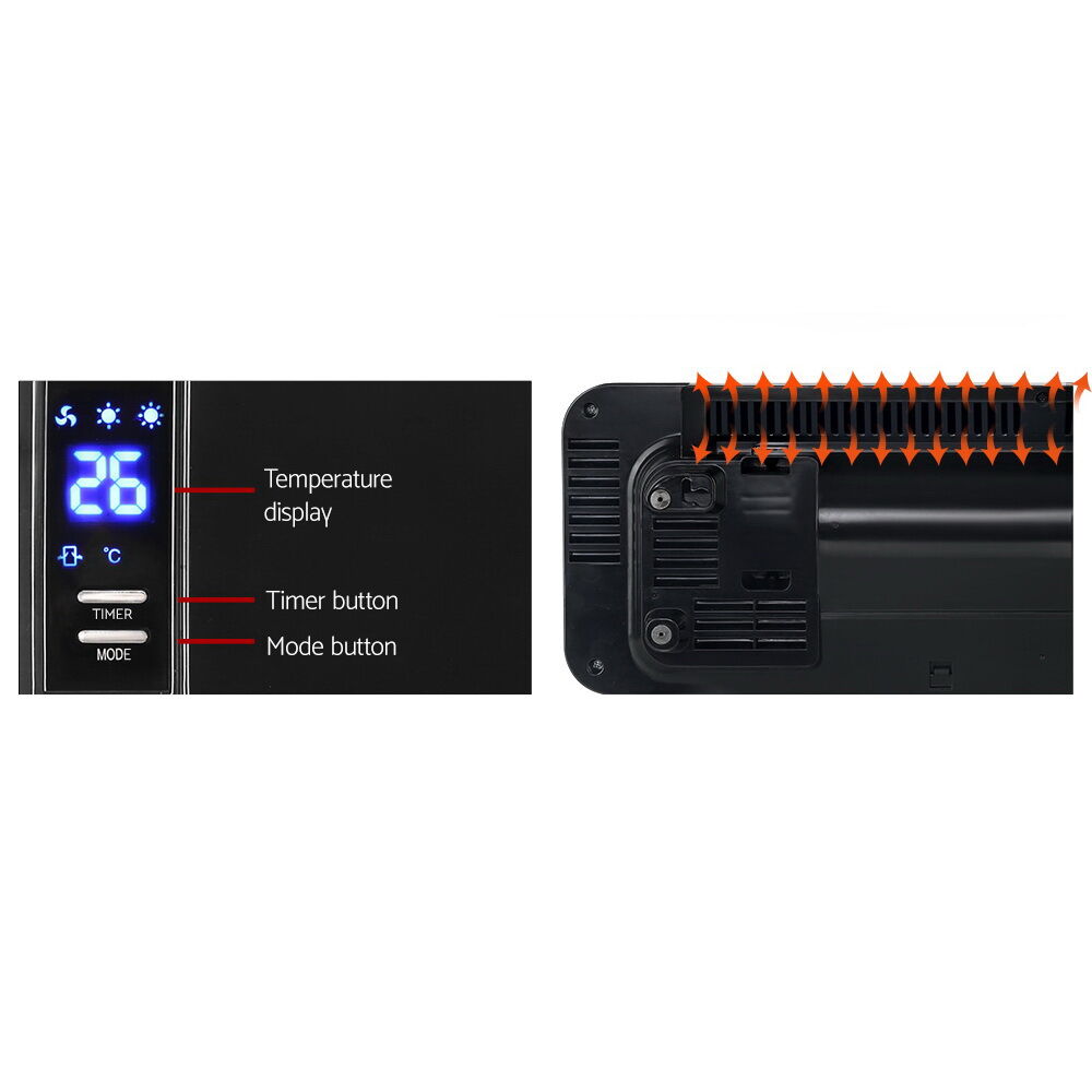 Devanti 2000W Wall Mounted Panel Heater - Black