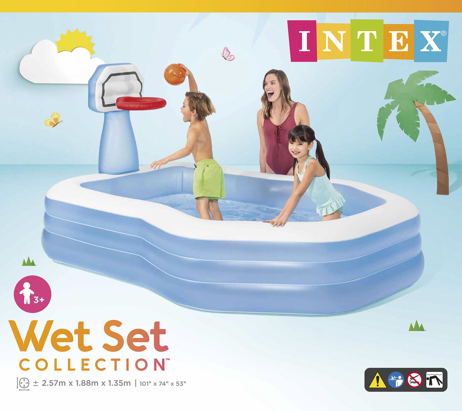 Intex Swim Center Shootin' Hoops Inflatable Pool 2.57m x 1.88m 57183