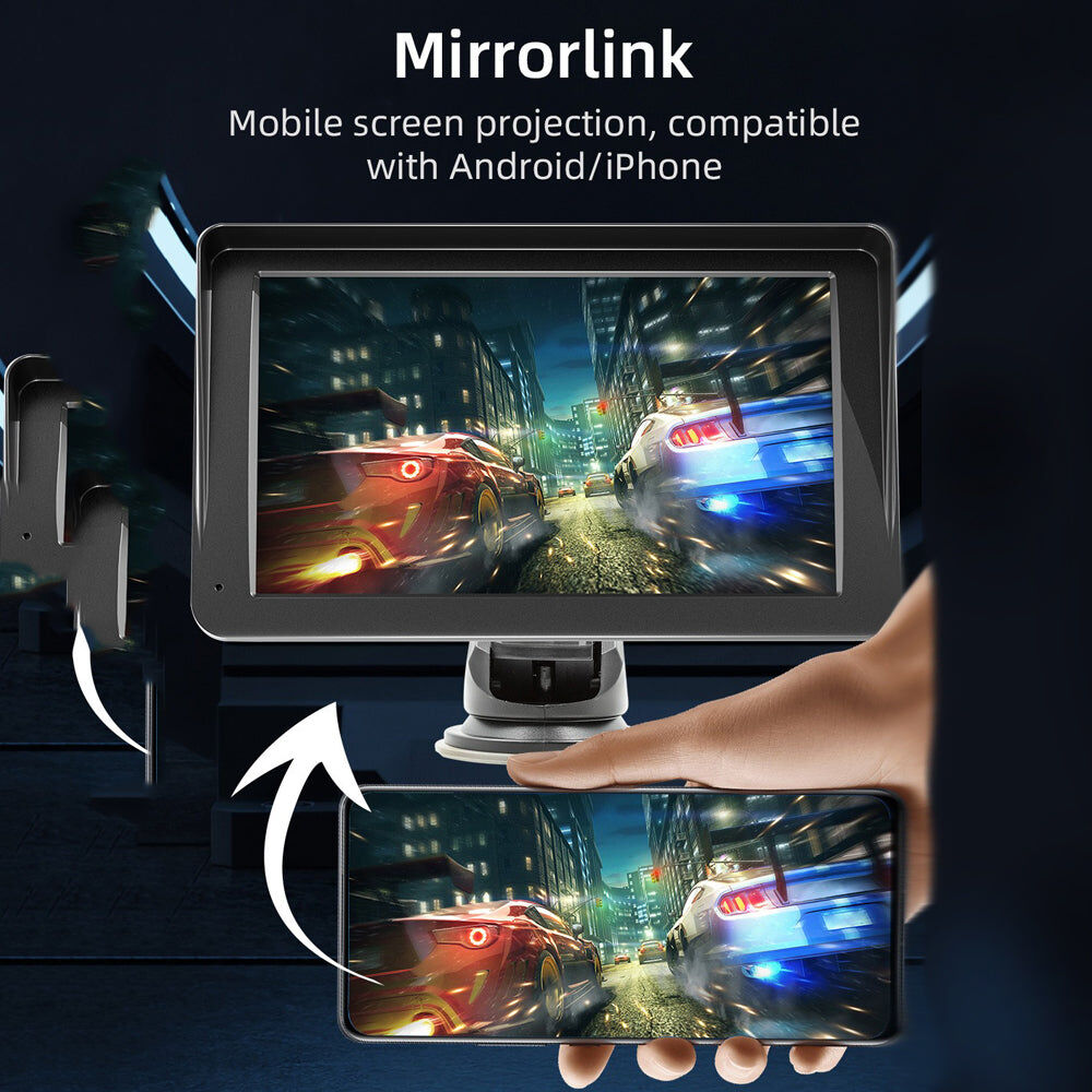 7" IPS HD Touch Screen Apple Android Carplay with Dual Dashcam 64G Card ...