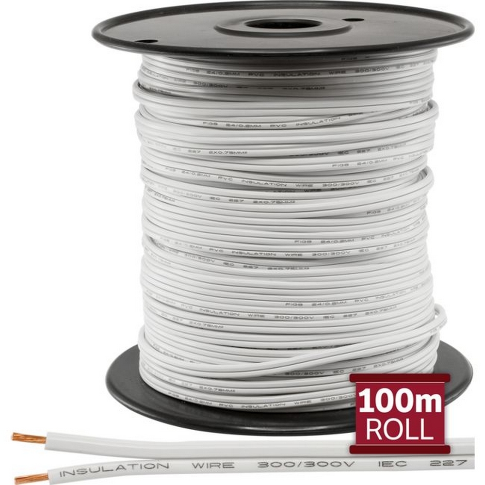 Doss 100M White Twin Power Cable - DOSS