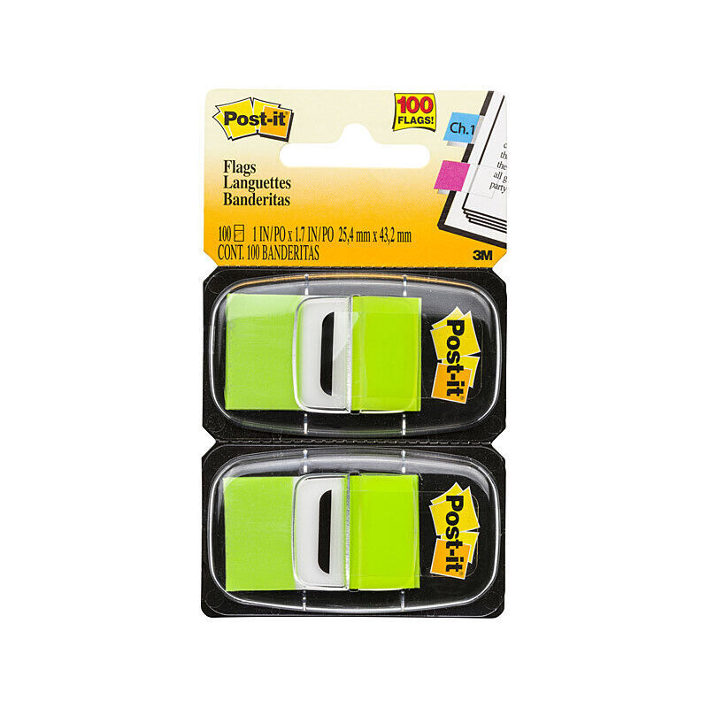 Post-It Flags Bright Green 25 x 43mm 2-Pack - Box of 6