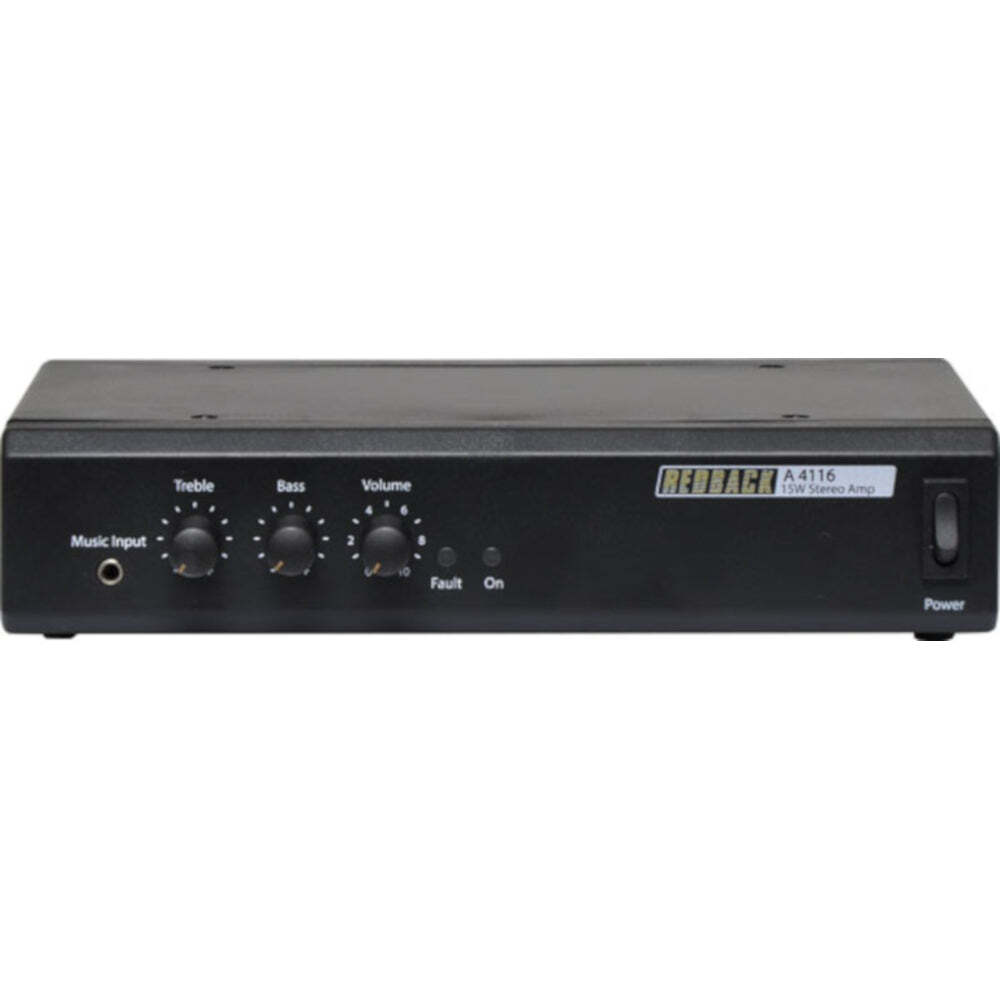 Redback 15W 8 Ohm Stereo Public Address PA Amplifier - REDBACK