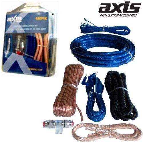 Axis AMP4K Red Power Wire 4GA Standard Amplifier Kit 1000W Inline Fuse ...