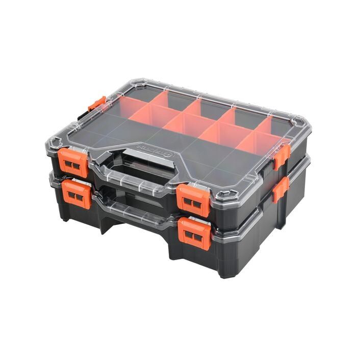 Tactix Interlockable Small Parts Organiser Storage Box 2Pack