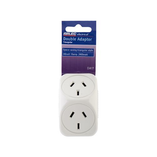 ARLEC 2400W Double Socket Mains Adapter Plug Twin Pack