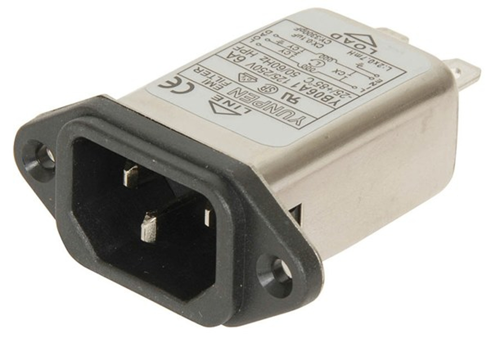 IEC RF EMI Power Line Filter 6A Rated Connector Adaptor Industry ...