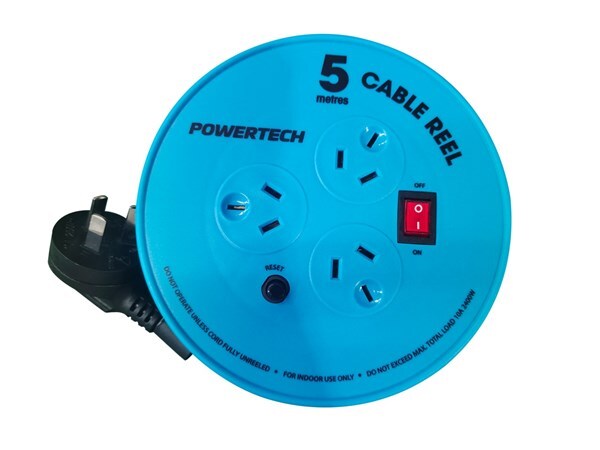 Powertech 10A 3 Way 5m Master Power Switch Extension Cord Round Powerboard