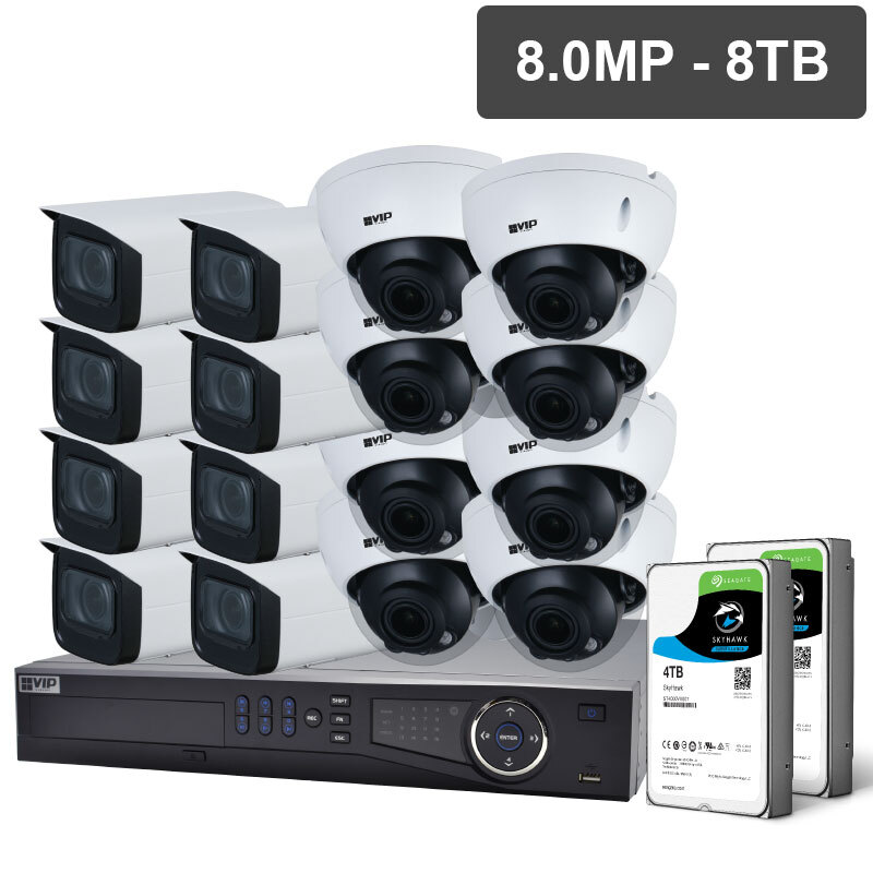 VIP Vision Pro Series 16 Camera 8.0MP IP Surveillance Kit Motorised, 8TB