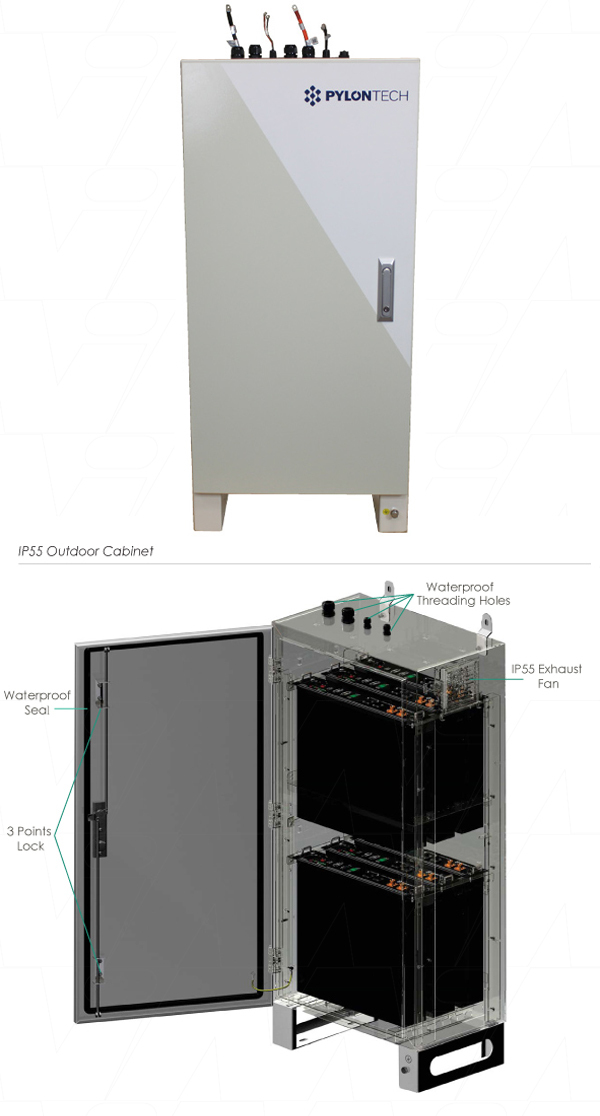 Pylontech OD1310-LV Outdoor IP55 Cabinet Rack for US2000 or US3000 or ...