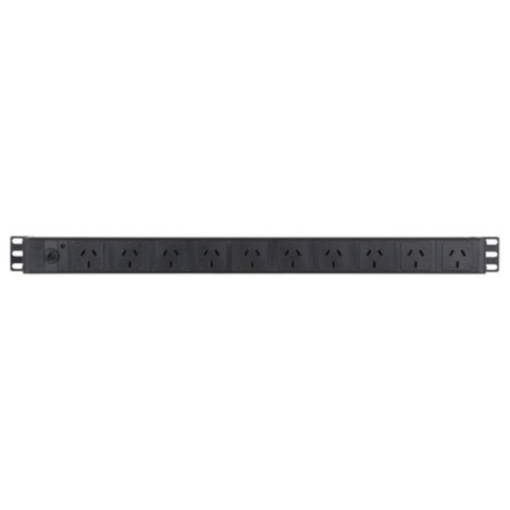 Vertical Rack Power Rail Surge 10 WAY GPO PDU 610mm 15A Captive Plug Input
