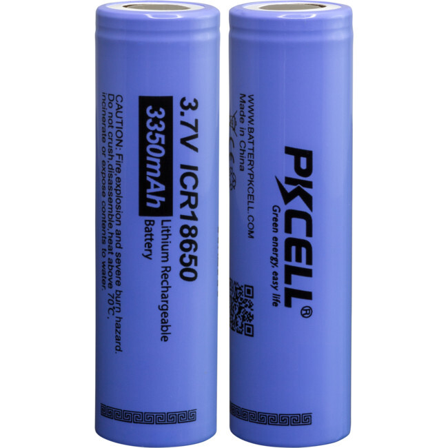 PKCELL 3.7V Li-Ion 18650 3350mAh Lithium Rechargeable Battery 2Pk