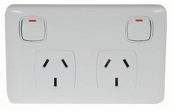 PS4060 10A Double GPO Power Point Standard Wall Plate - White