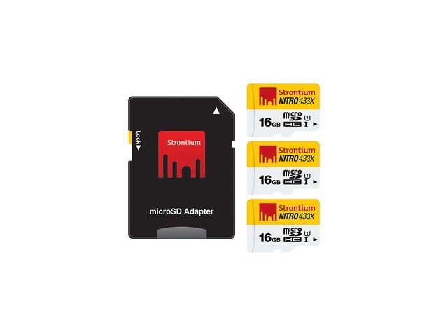Strontium 16G Nitro MicroSD 3 Pack & SD Adapter