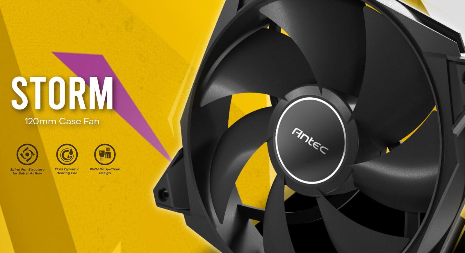 Antec Storm 120mm PWM FDB Fan 3 Pack, High Airflow 66.56 CFM, Air Pressure 2.7, Noise Level 25.8 ...