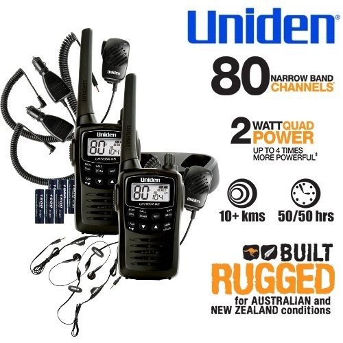 UNIDEN 80 Channels Ultra Compact 2 Watt UHF Handheld Radio Twin Pack