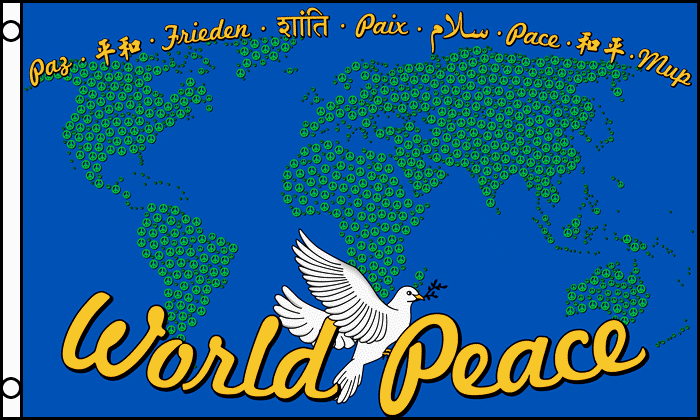 World Peace Map Blue Flag 3x5ft